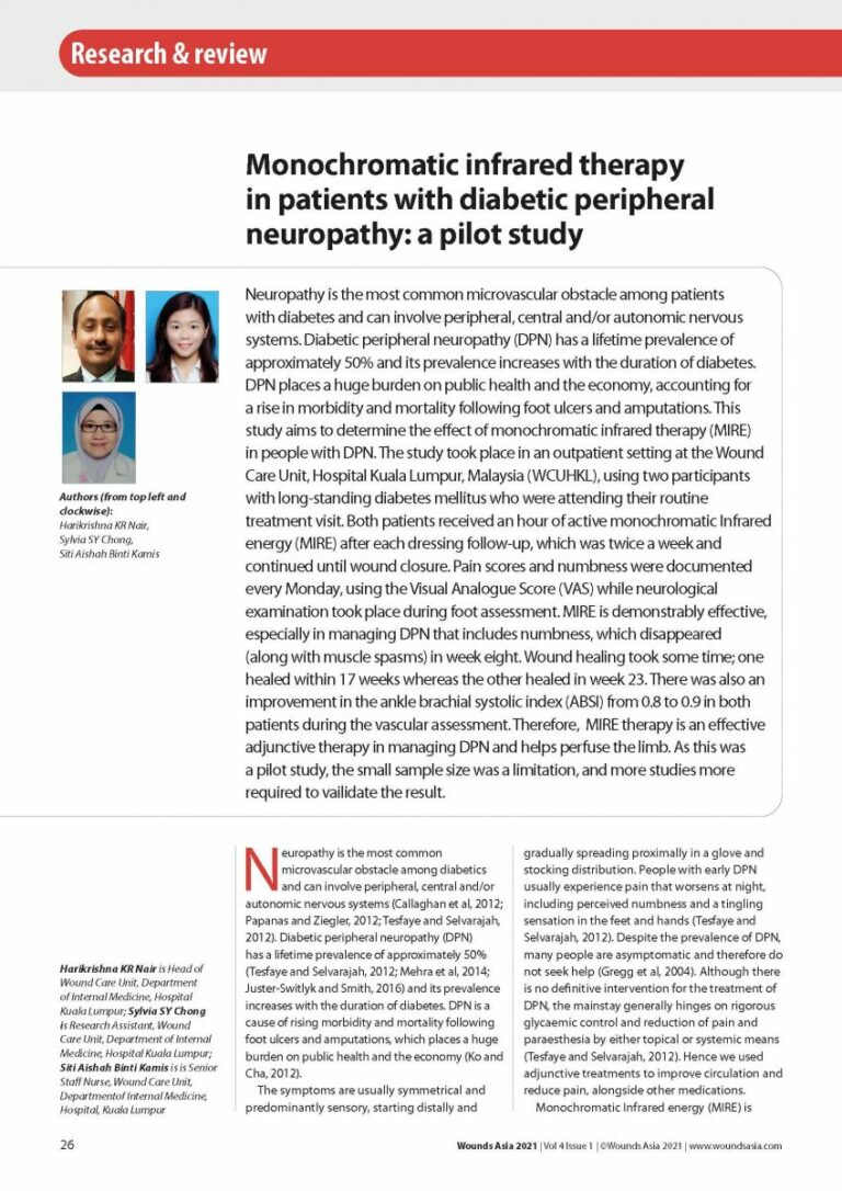 Monochromatic infrared therapy in patients with diabetic peripheral ...